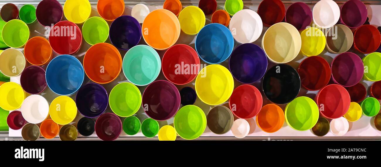 Flower Pots For Colorful Gardening Decoration From Above Stock Photo ...