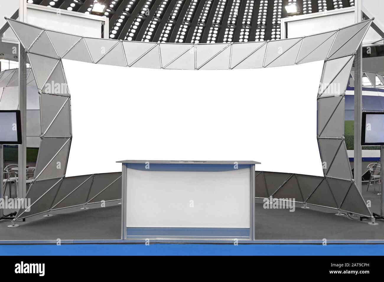 Fair Trade Show Couner and Backdrop Empty Space Stock Photo - Alamy