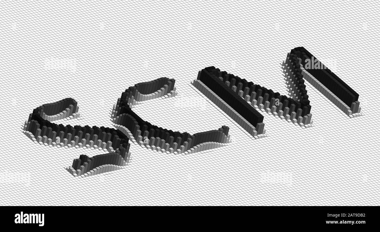 SCM abbreviation - 3D brick word - isometric voxel term concept ...