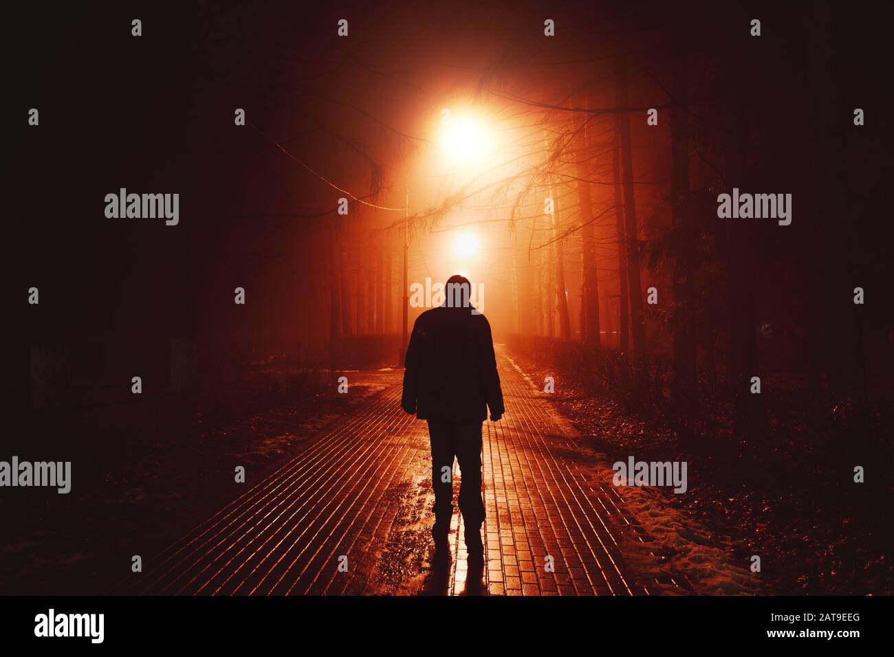 Silhouette Sad Man Walking