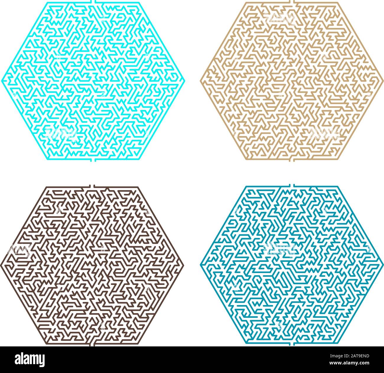 Difficult Vector Hexagonal Mazes for Children Stock Vector Image & Art ...