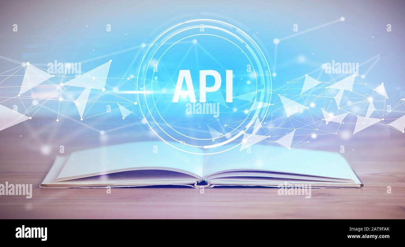 Open book with API abbreviation, modern technology concept Stock Photo ...