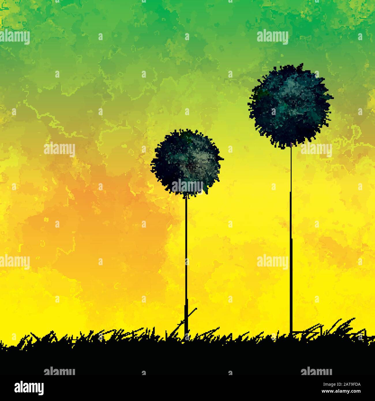 Watercolor Round Tree - vector illustration Stock Vector Image & Art ...