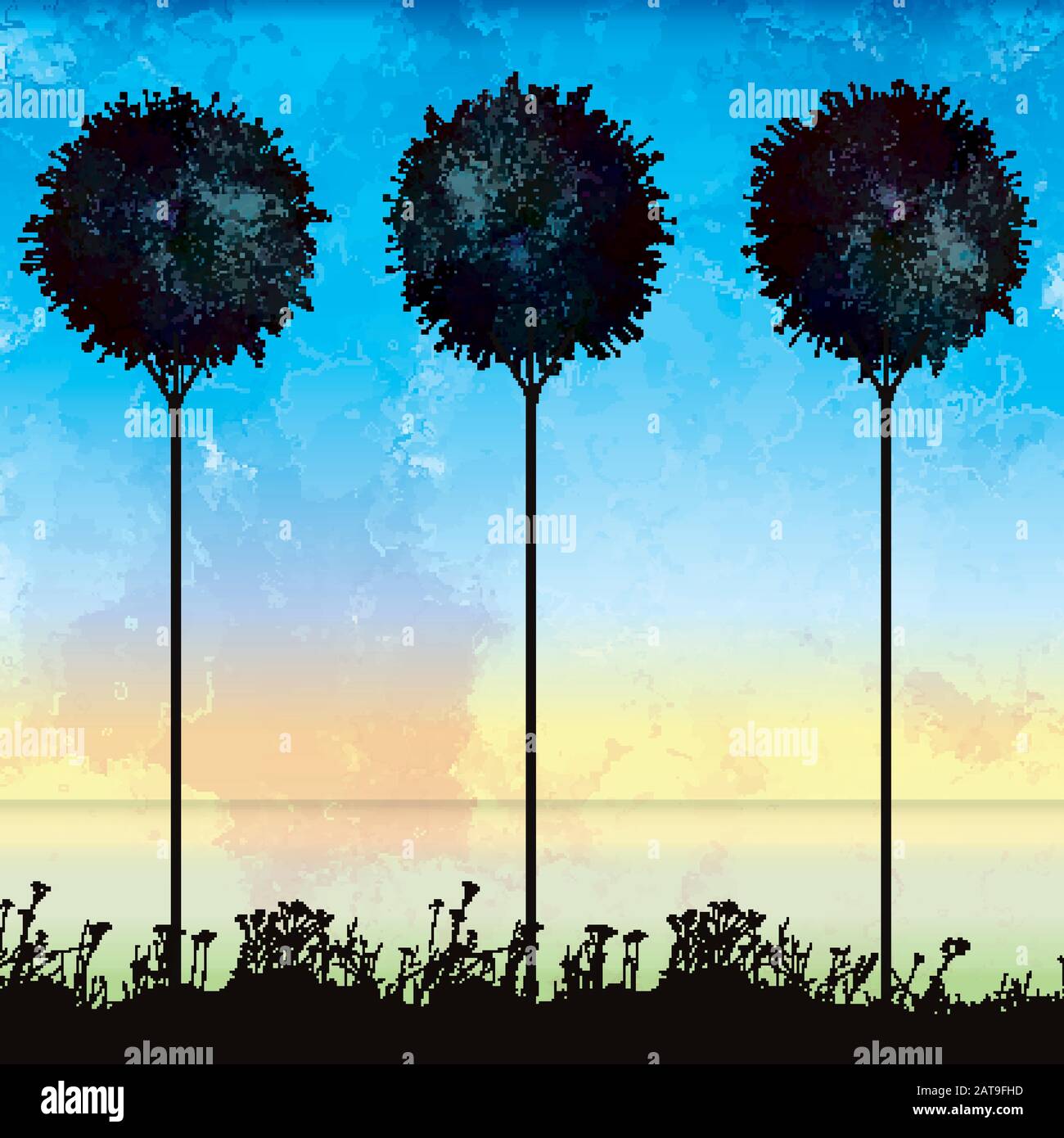 Watercolor Round Tree - vector illustration Stock Vector Image & Art ...