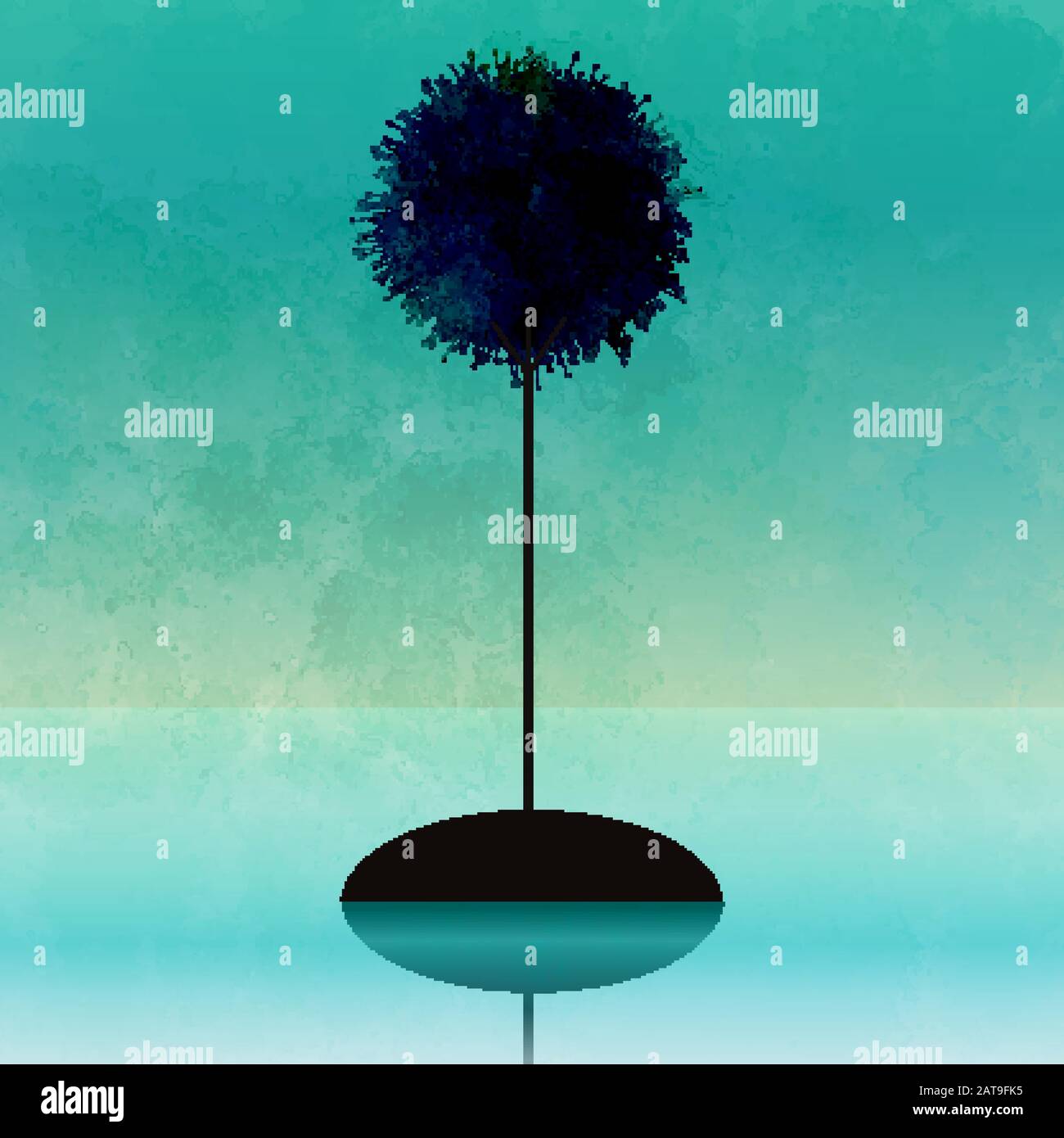 Watercolor Round Tree - vector illustration Stock Vector Image & Art ...