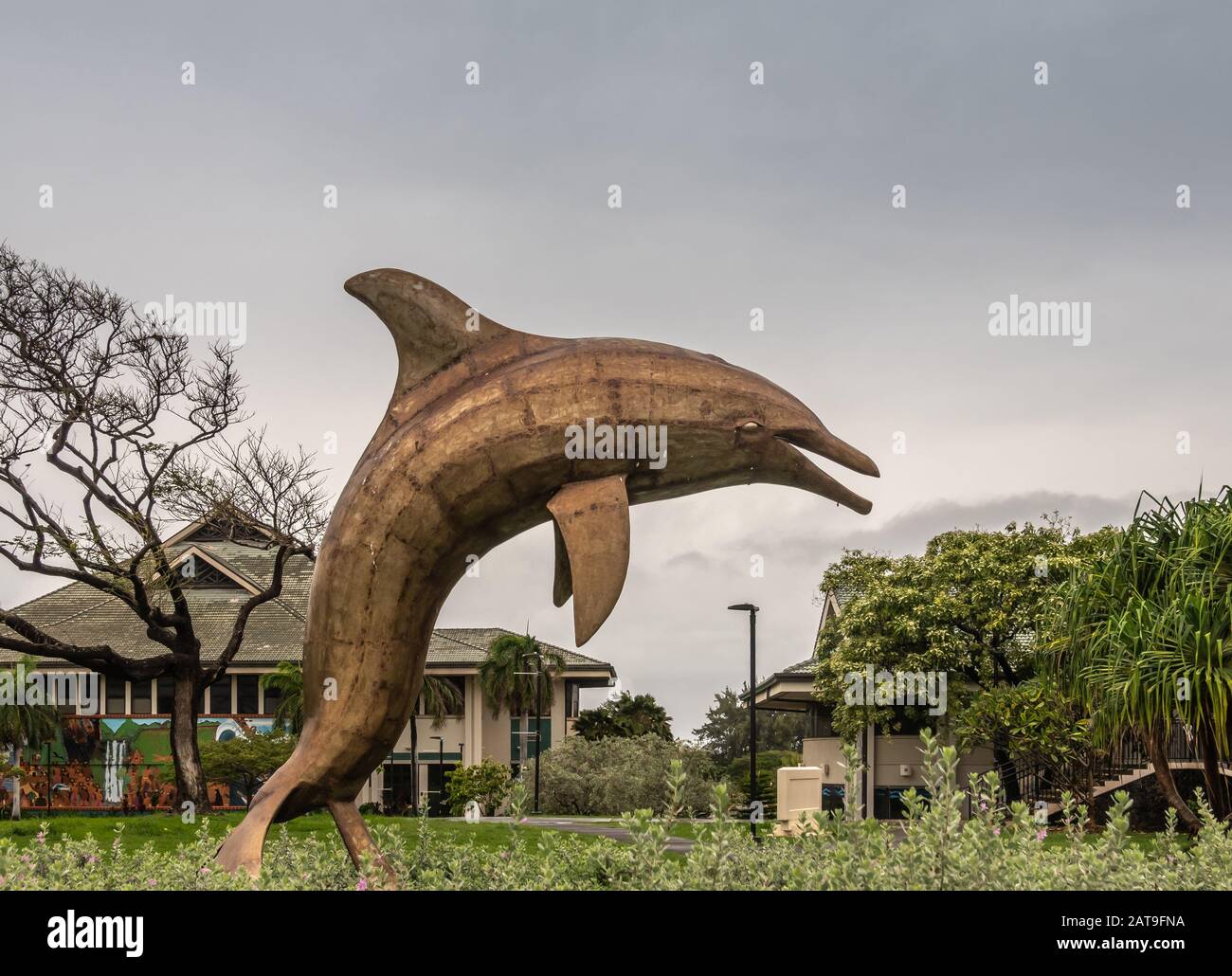 Kahului, Maui,, Hawaii, USA. - January 12, 2020: Dolphin statue on ...