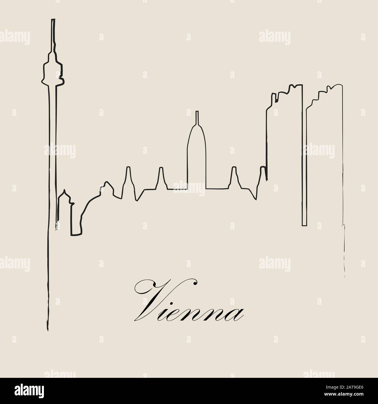 Calligraphic Skyline of Vienna - Vector Illustration Stock Vector Image ...