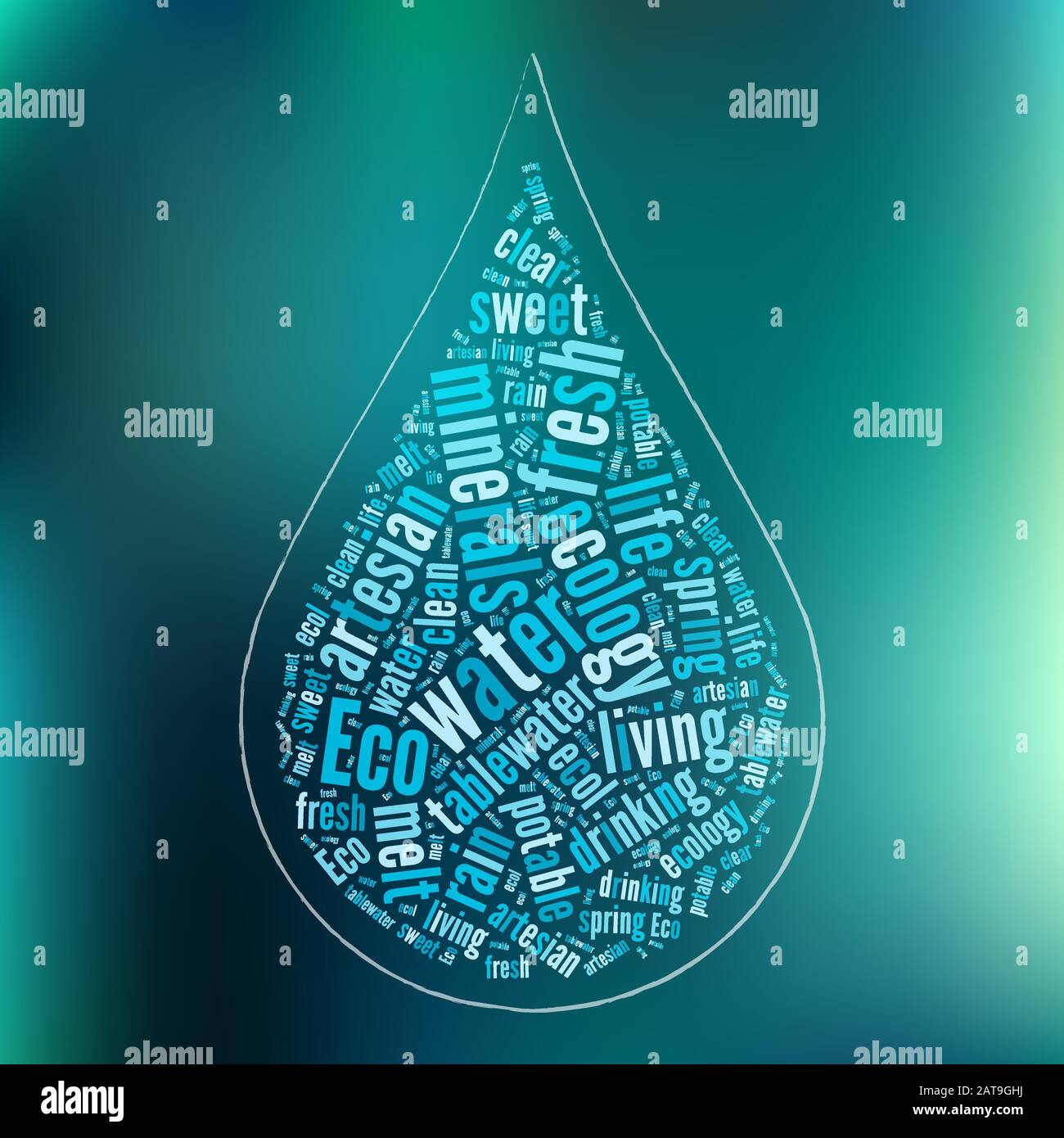 Blue ECO Background with Drop Tag Cloud - Vector Illustration Stock ...