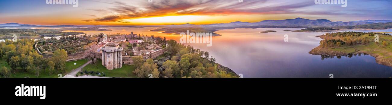 Aerial view of a medieval age scenery at the amazing and abandoned ...