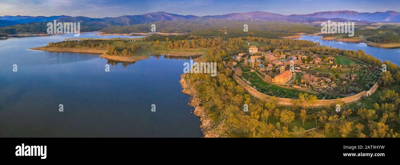 Aerial view of a medieval age scenery at the amazing and abandoned ...