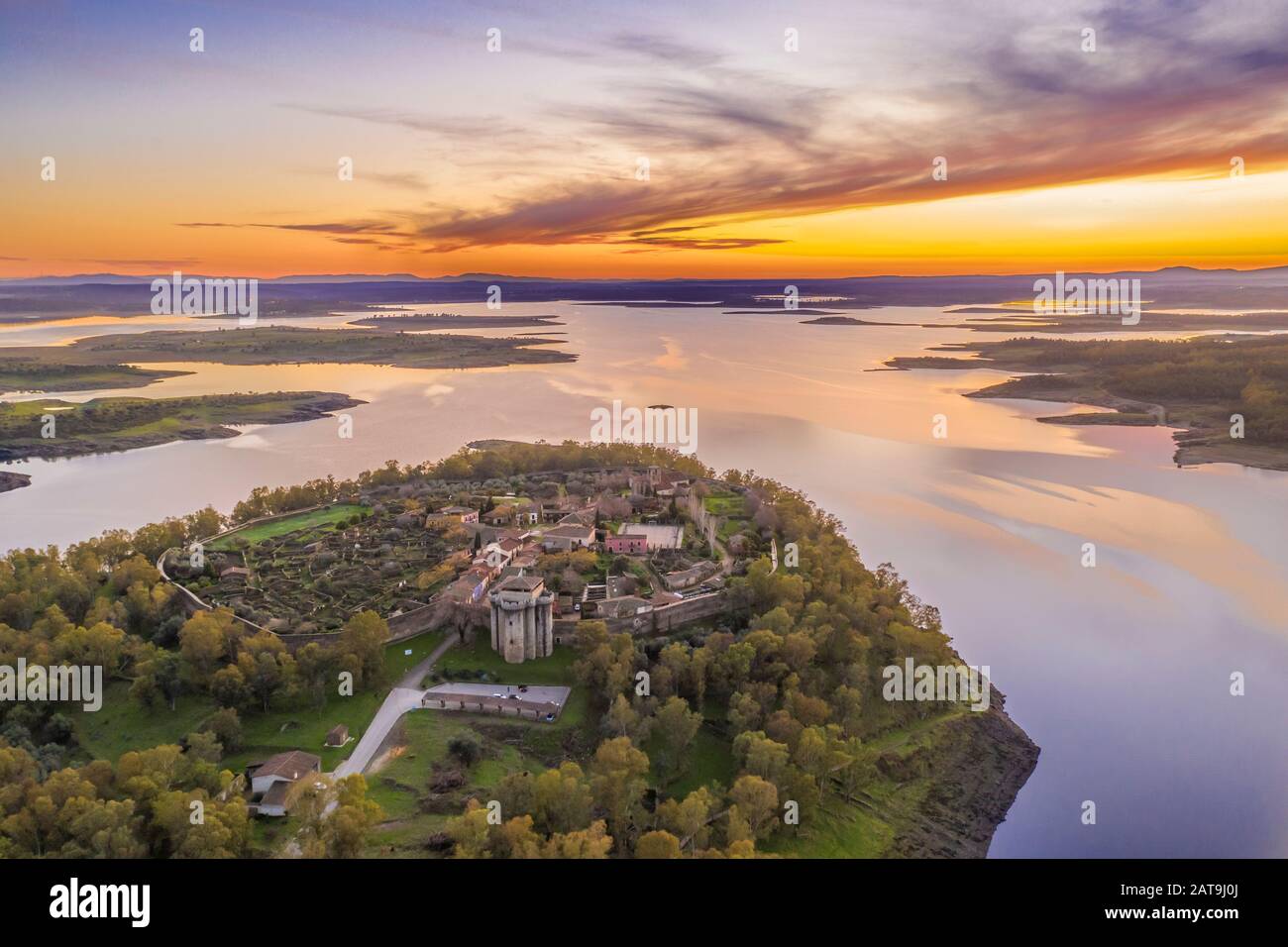 Aerial view of a medieval age scenery at the amazing and abandoned ...