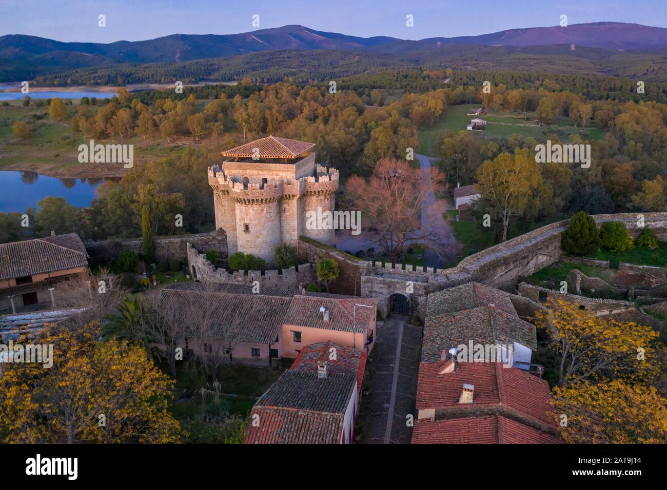 Aerial view of a medieval age Castle at the amazing and abandoned ...