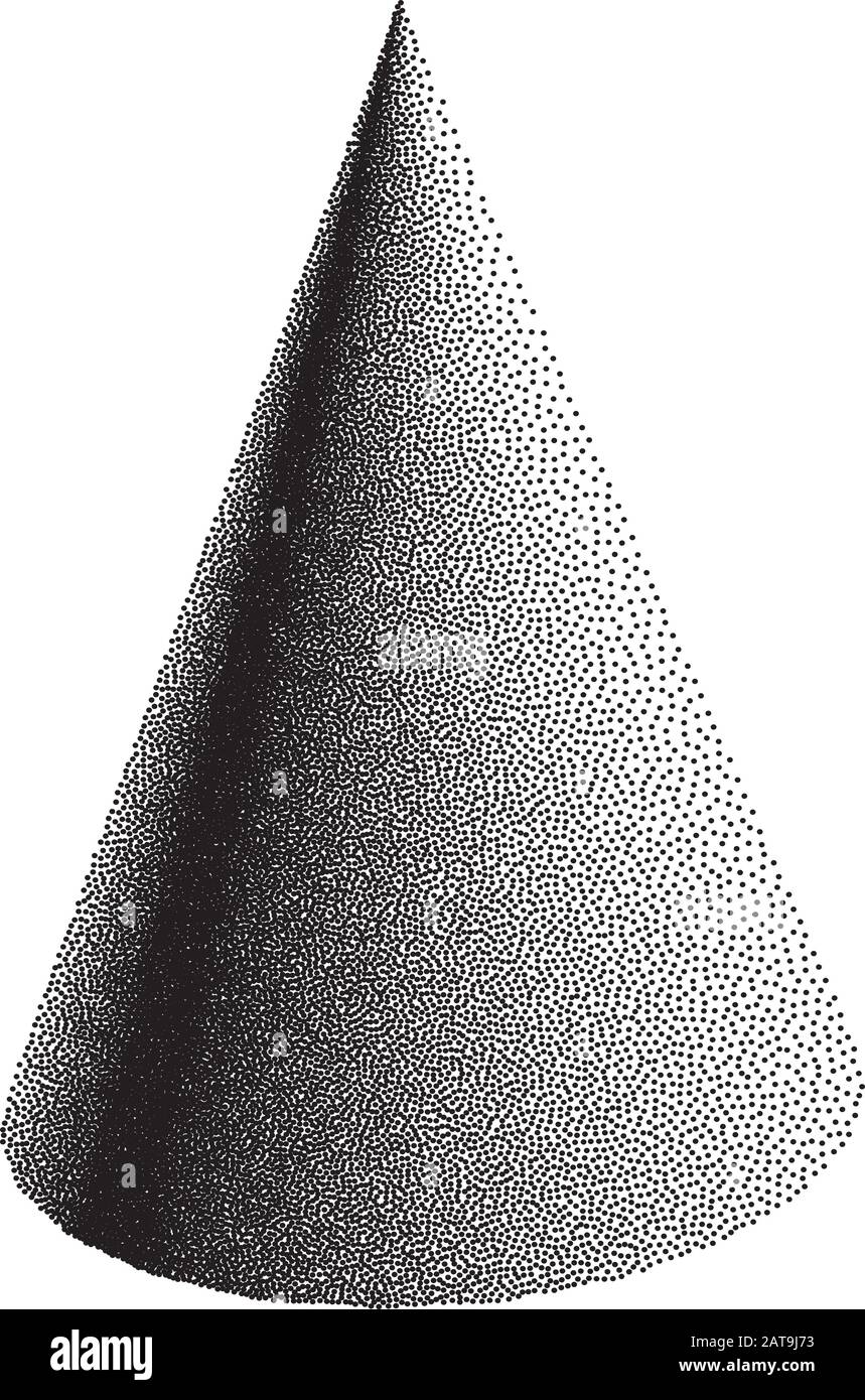 Vector Halftone Stippled Geometric Figure Illustration - 3D Cone Stock ...