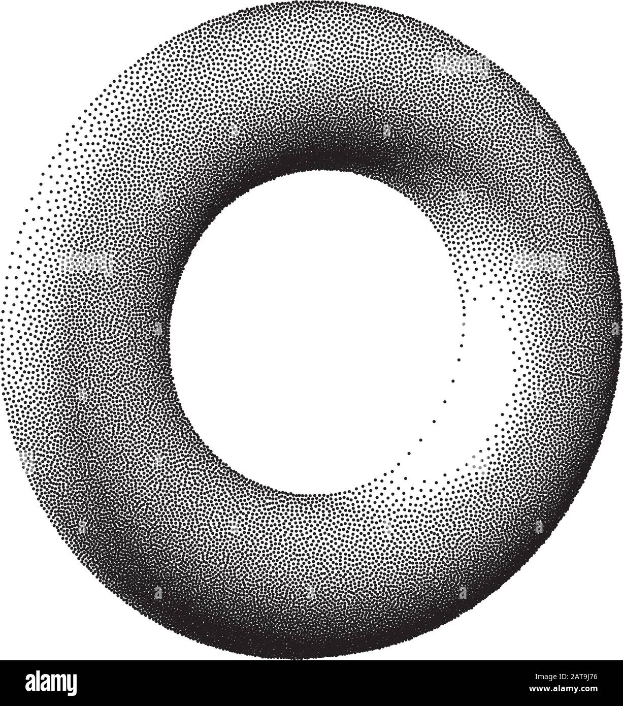 Vector Halftone Stippled Geometric Figure Illustration - 3D Torus Stock ...