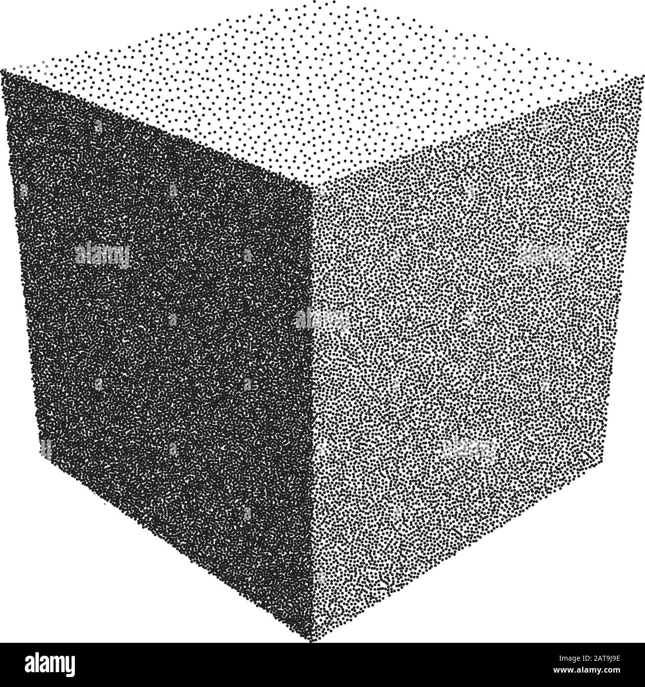 Vector Halftone Stippled Geometric Figure Illustration - 3D Cube Stock ...