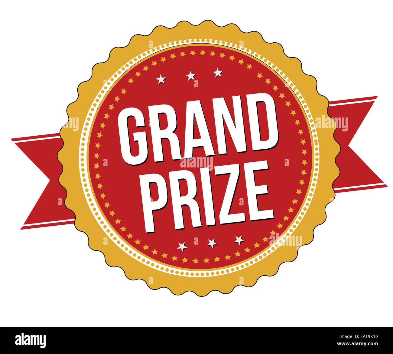 Grand prize label or sticker on white background, vector illustration ...
