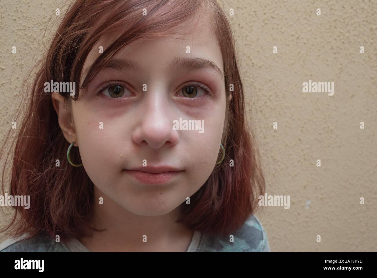 Portrait of little girl crying with tears rolling down her cheeks. Girl ...