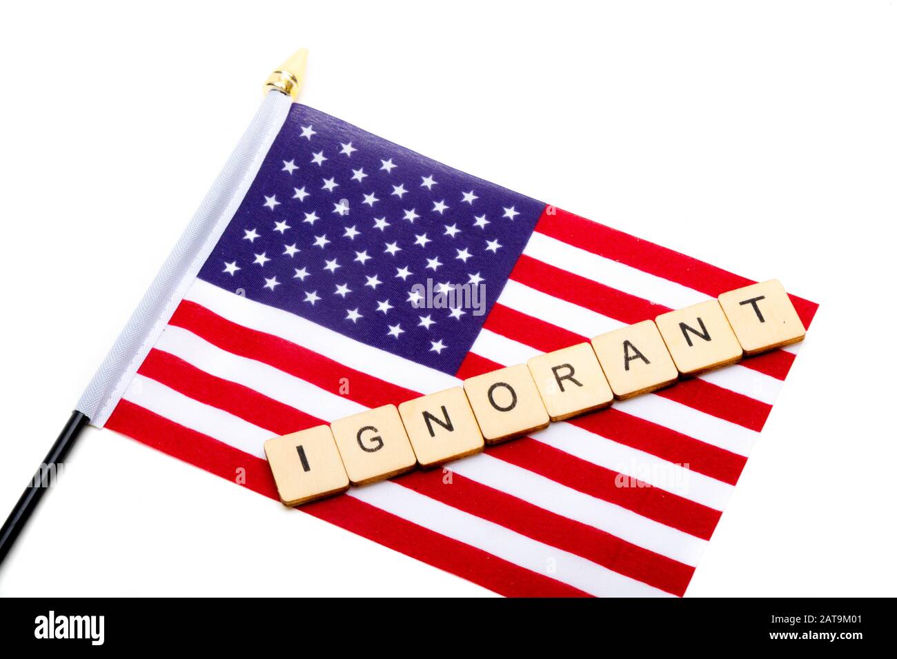 The flag of the United States isolated on a white background with a ...