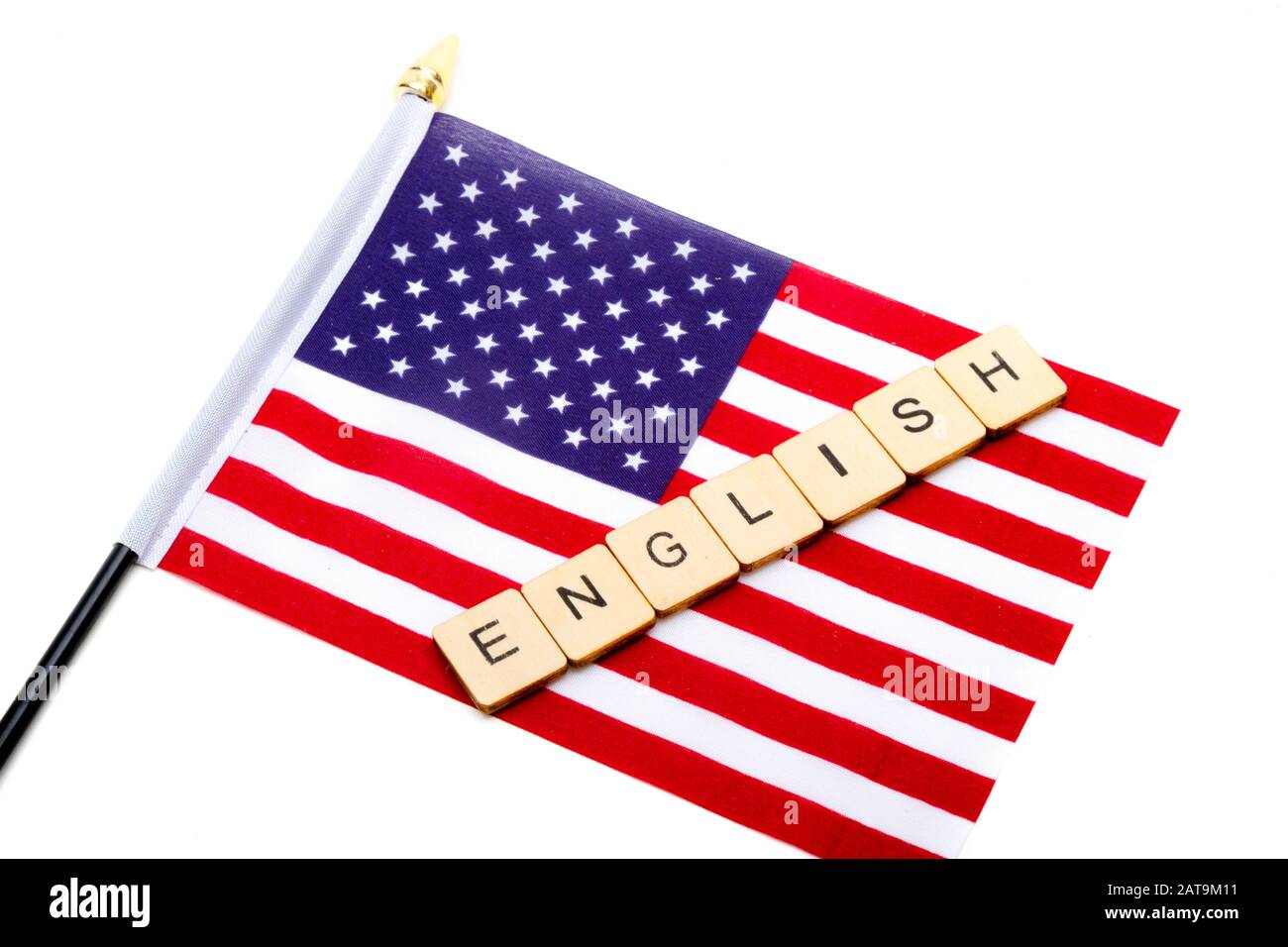 The flag of the United States isolated on a white background with a ...