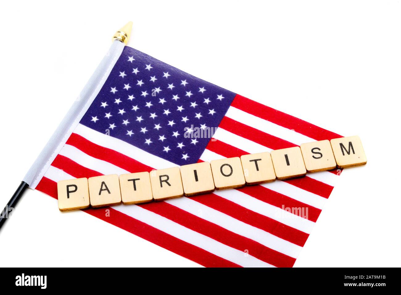 The flag of the United States isolated on a white background with a ...
