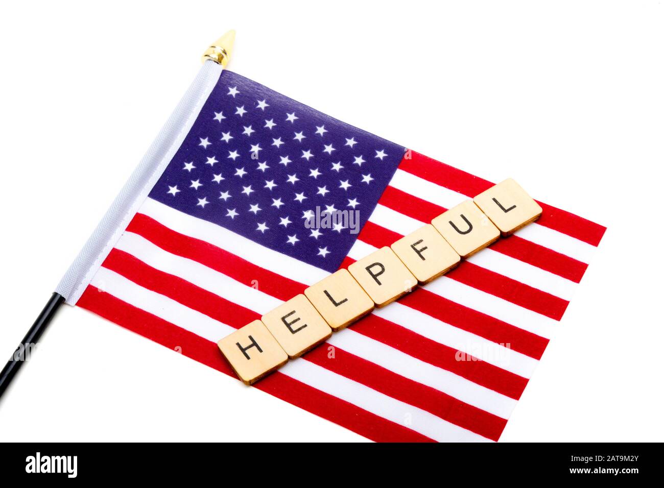 The flag of the United States isolated on a white background with a ...