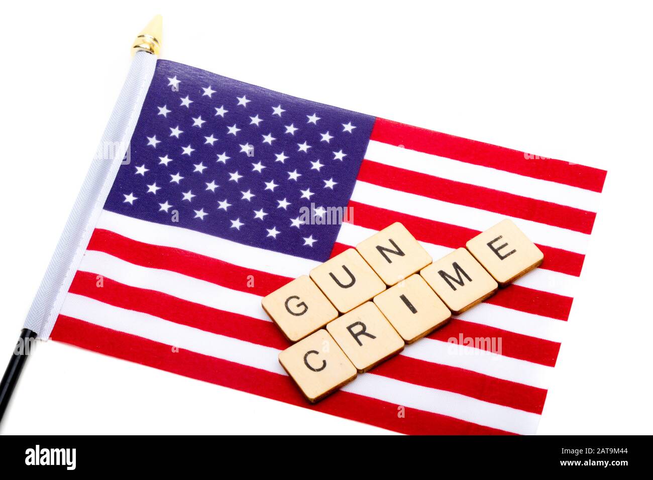 The flag of the United States isolated on a white background with a ...