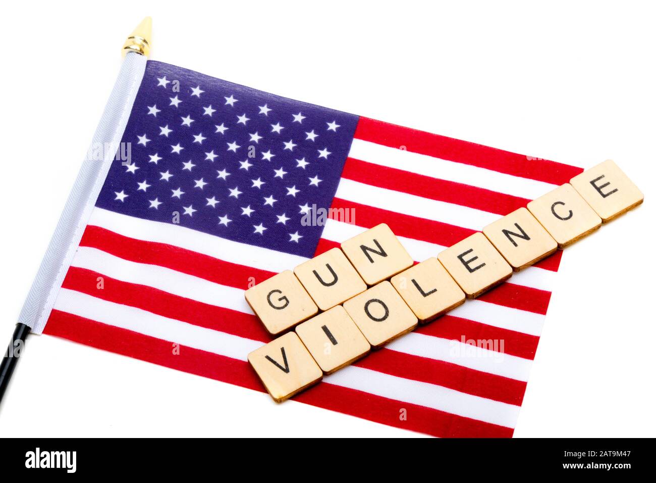 The flag of the United States isolated on a white background with a ...