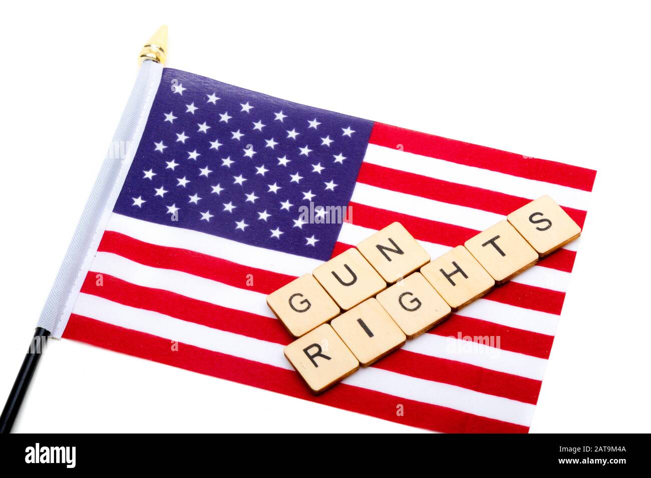 The flag of the United States isolated on a white background with a ...