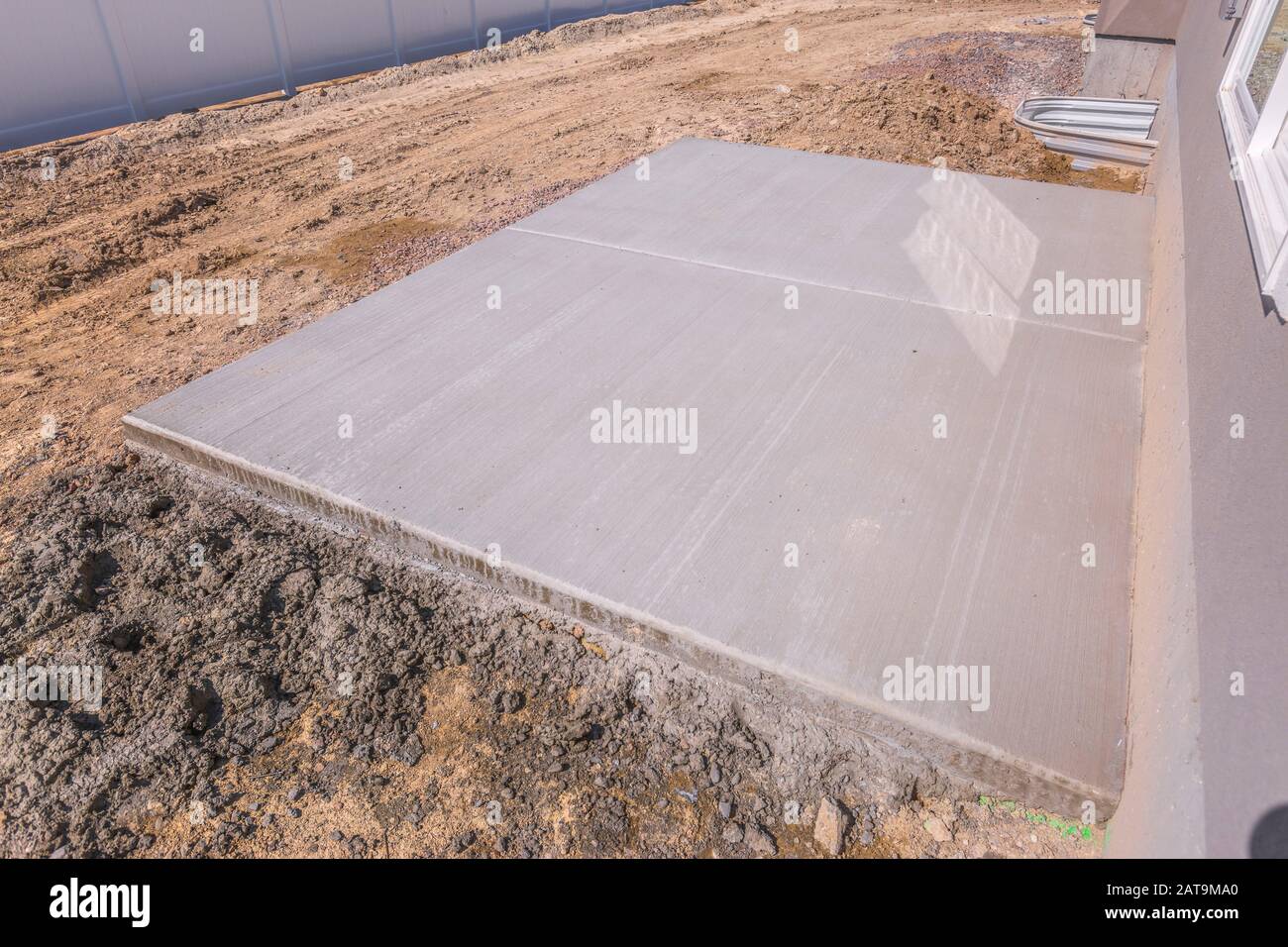 Flat horizontal concrete surface soil at a home under construction ...