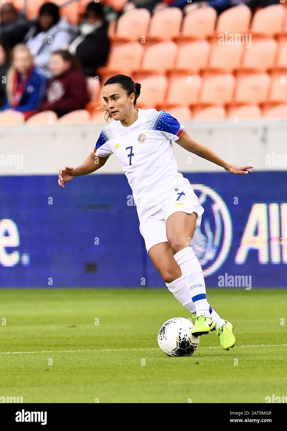 Houston, Texas, USA. 31st Jan, 2020. Costa Rica forward Melissa Herrera (7) kicks the ball in ...