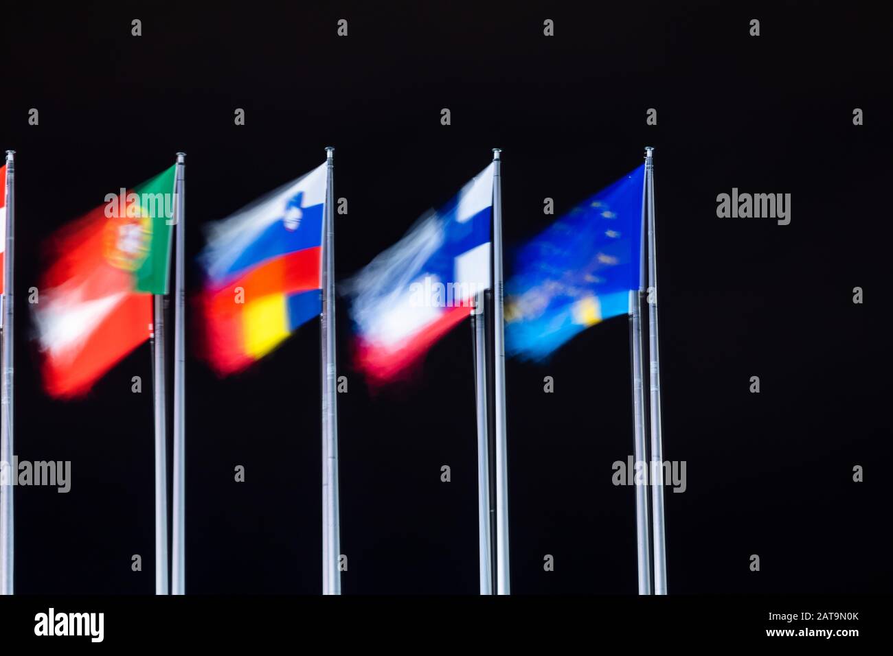 Strasbourg, France. 31 January 2020, France, Straßburg: The flags of ...