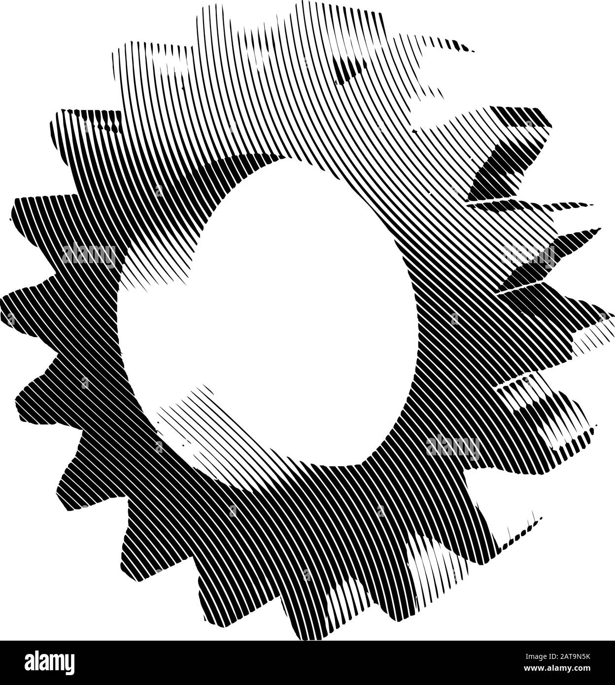 Vector Engraved Gear. Black and White Gearwheel Stock Vector Image ...