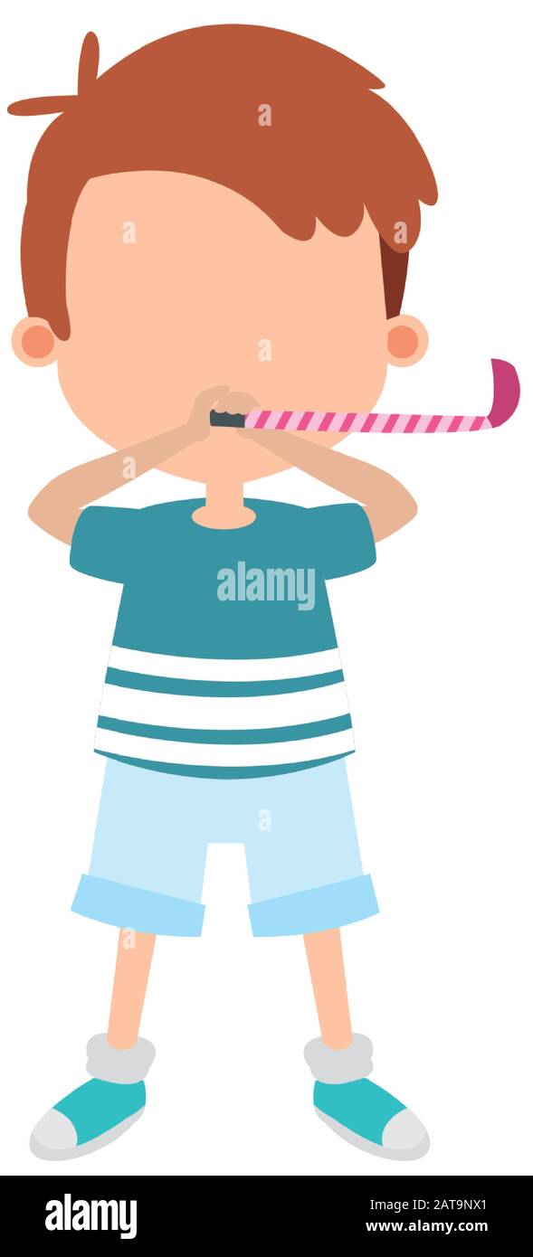 cartoon boy blowing a horn blower Stock Vector Image & Art - Alamy