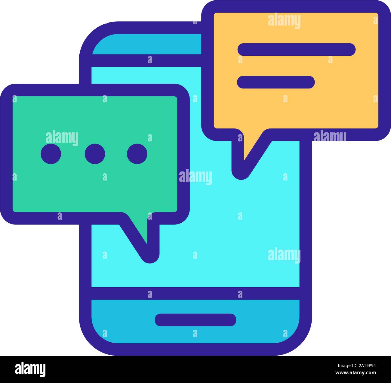 incoming alerts and messages on the phone icon vector. Isolated contour ...