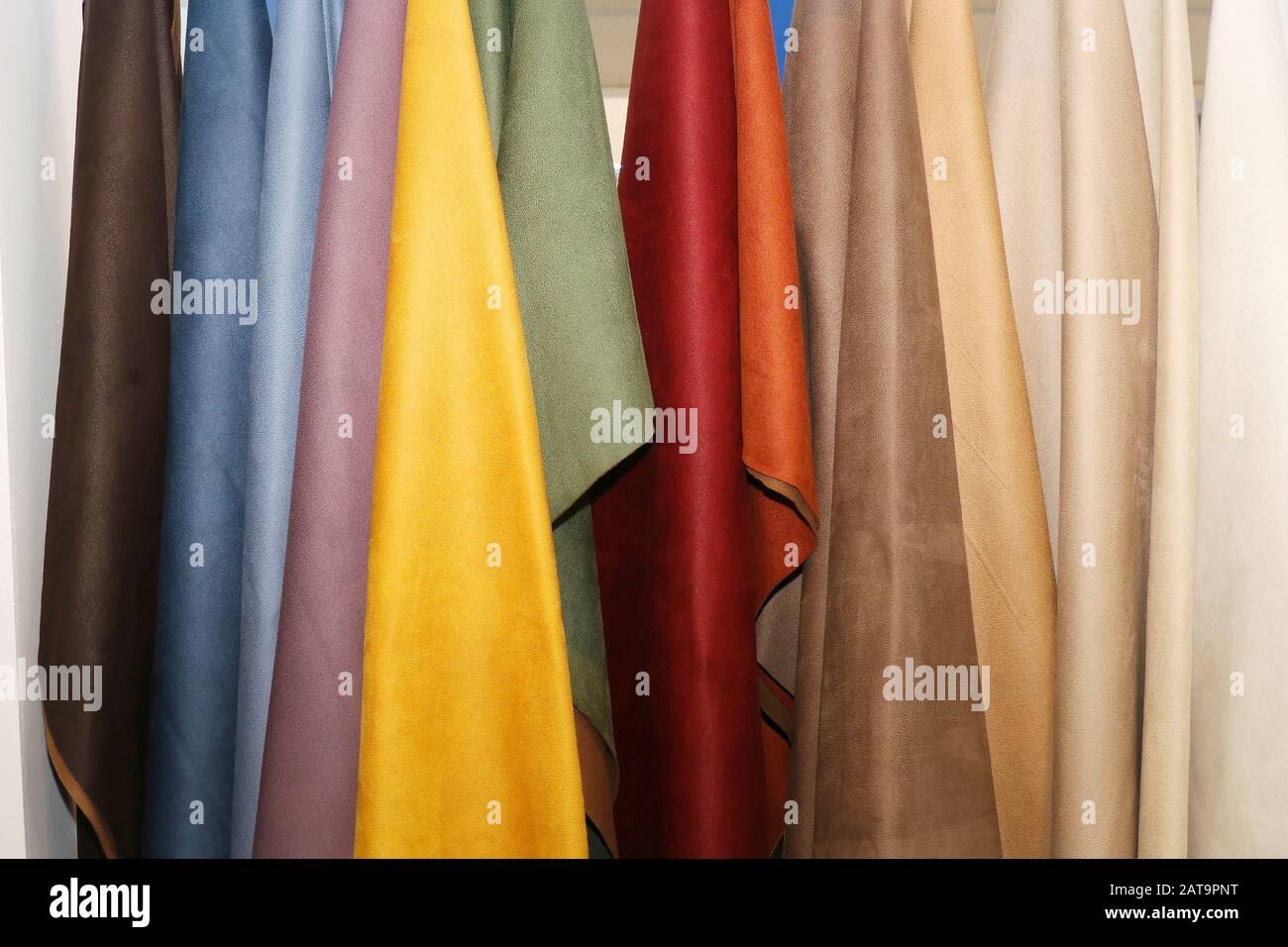 Colorful material samples for the fashion clothes and furniture ...