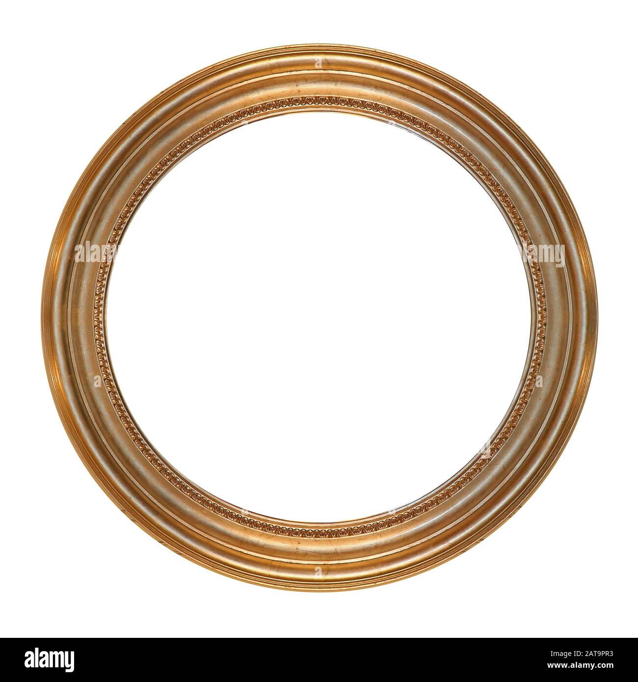 Blank gold metal circle frame isolated on white background Stock Photo ...