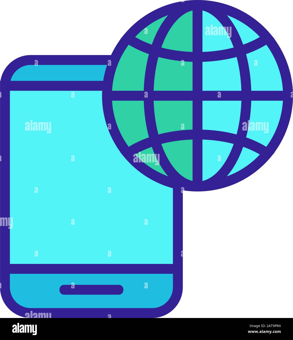 The browser function in the phone is a vector icon. Isolated contour ...