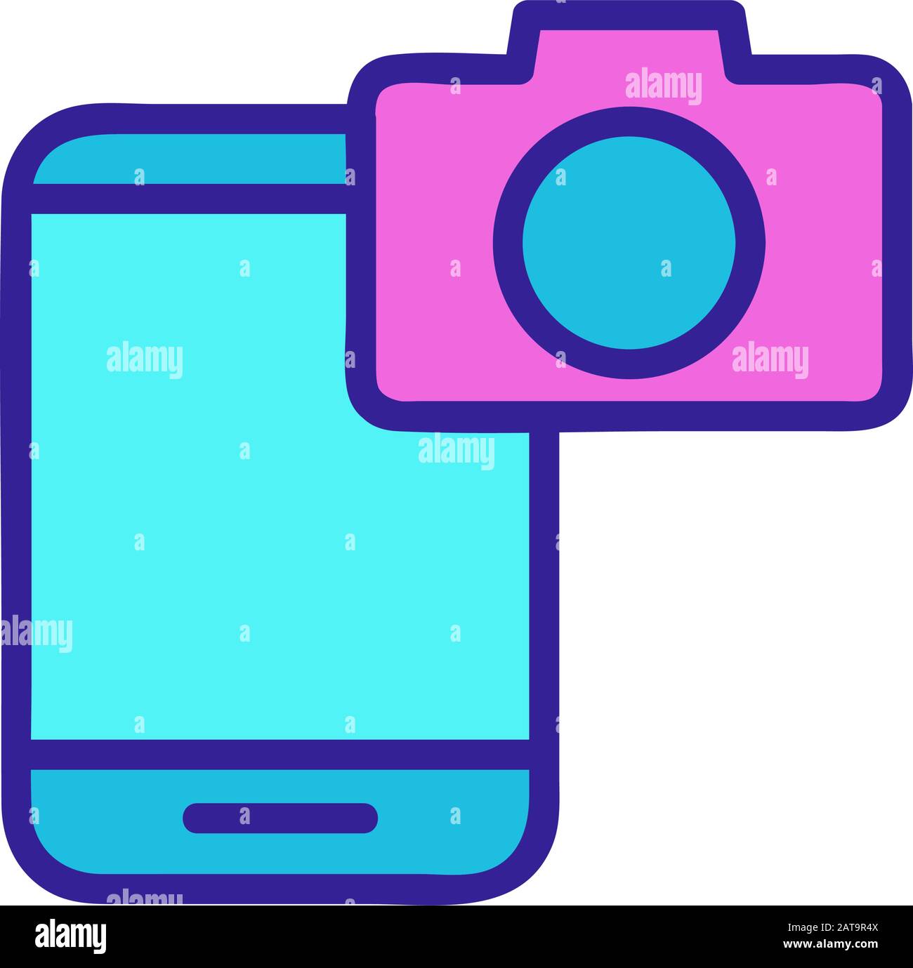 The camera in the phone icon vector. Isolated contour symbol ...