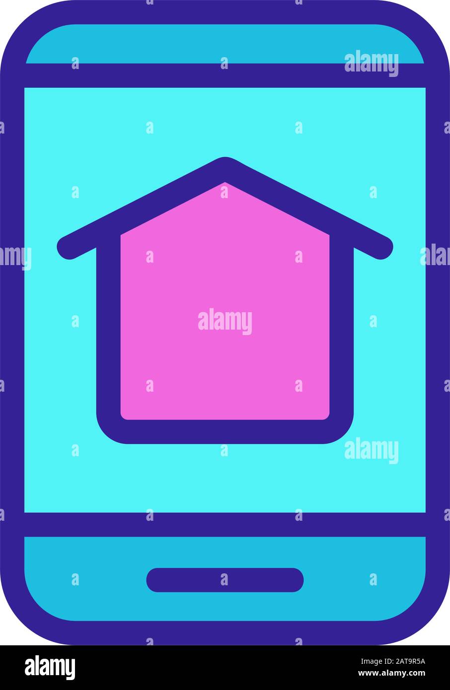 The function home in the phone icon vector. Isolated contour symbol ...