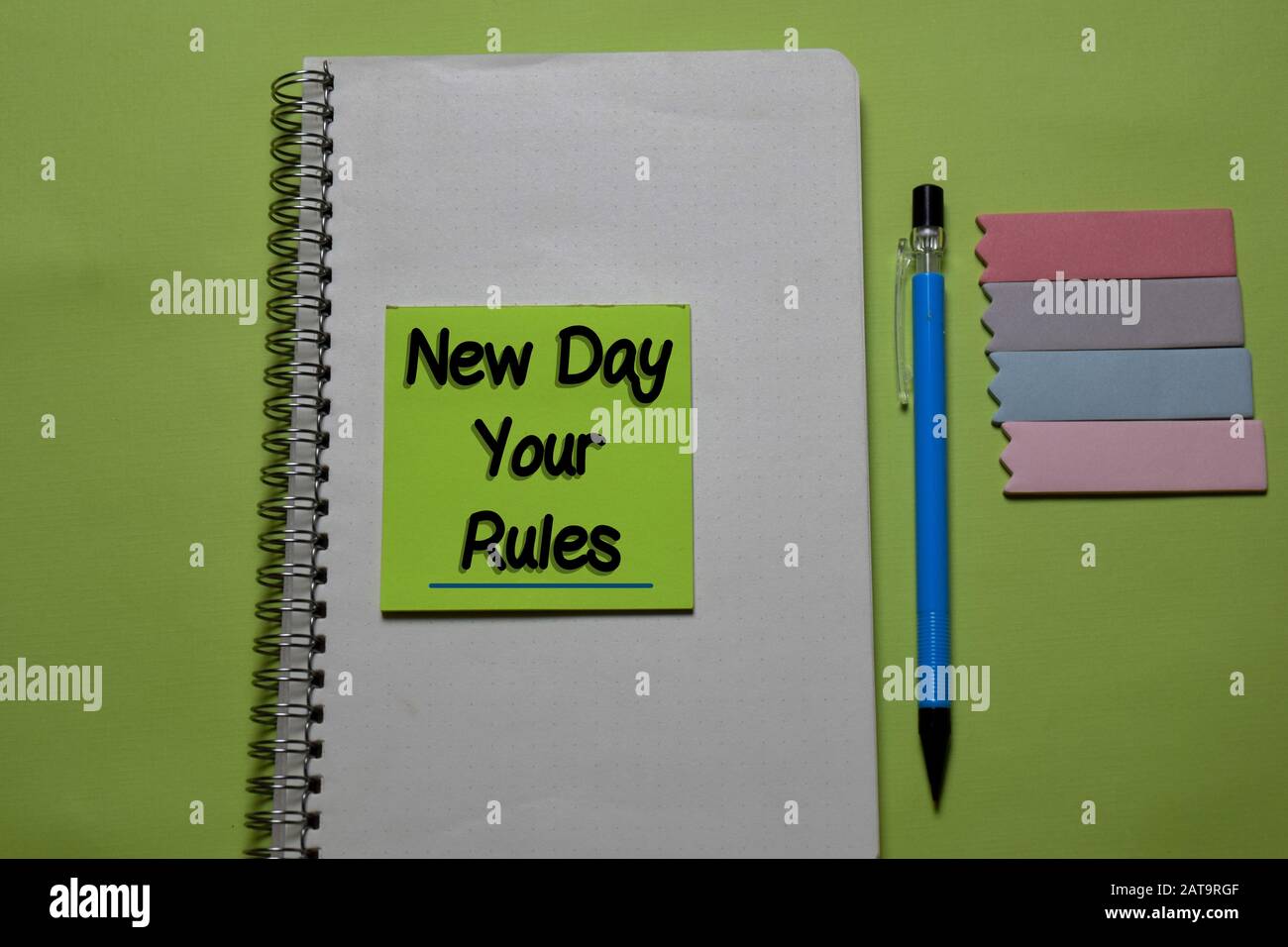 New Day Your Rules write on a sticky note isolated on office desk Stock ...