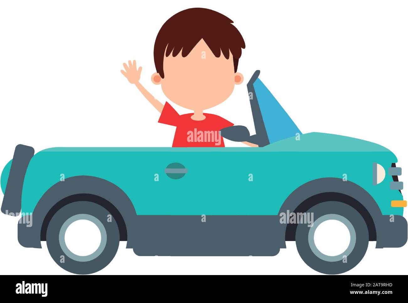 sport car with cute boy waving Stock Vector Image & Art - Alamy