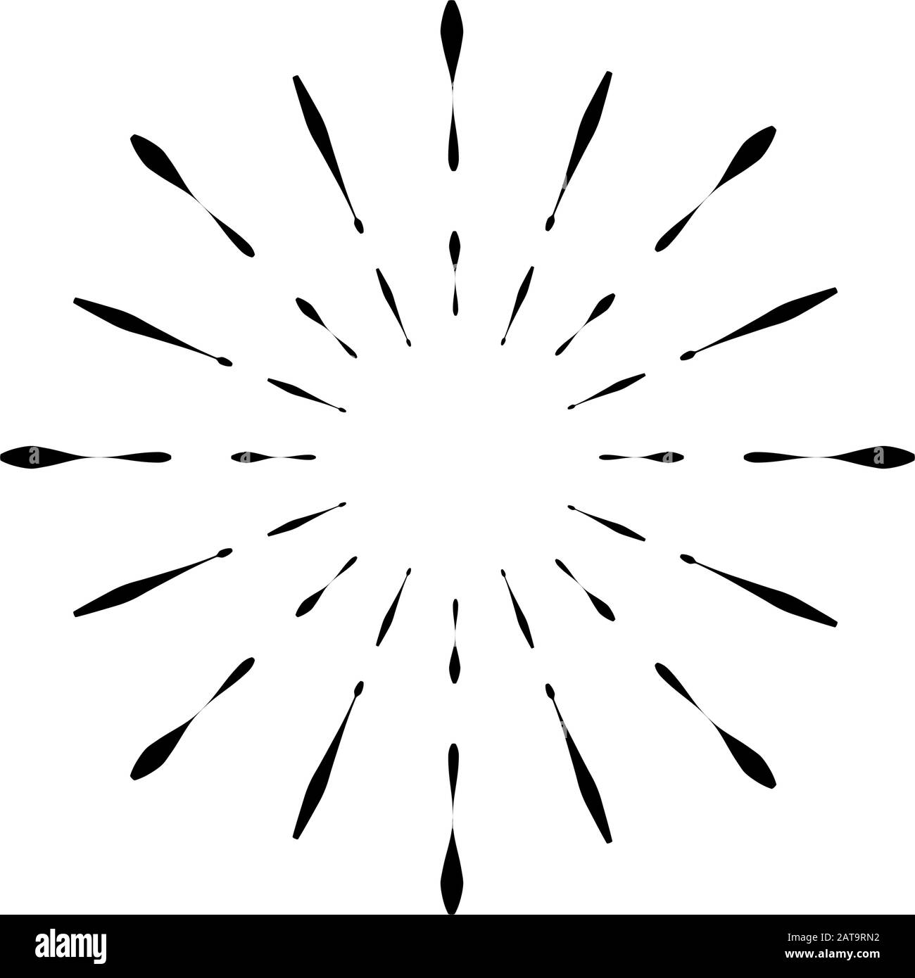 Retro Sun Burst Shape and vintage hand drawn sunburst explosion. Light ...