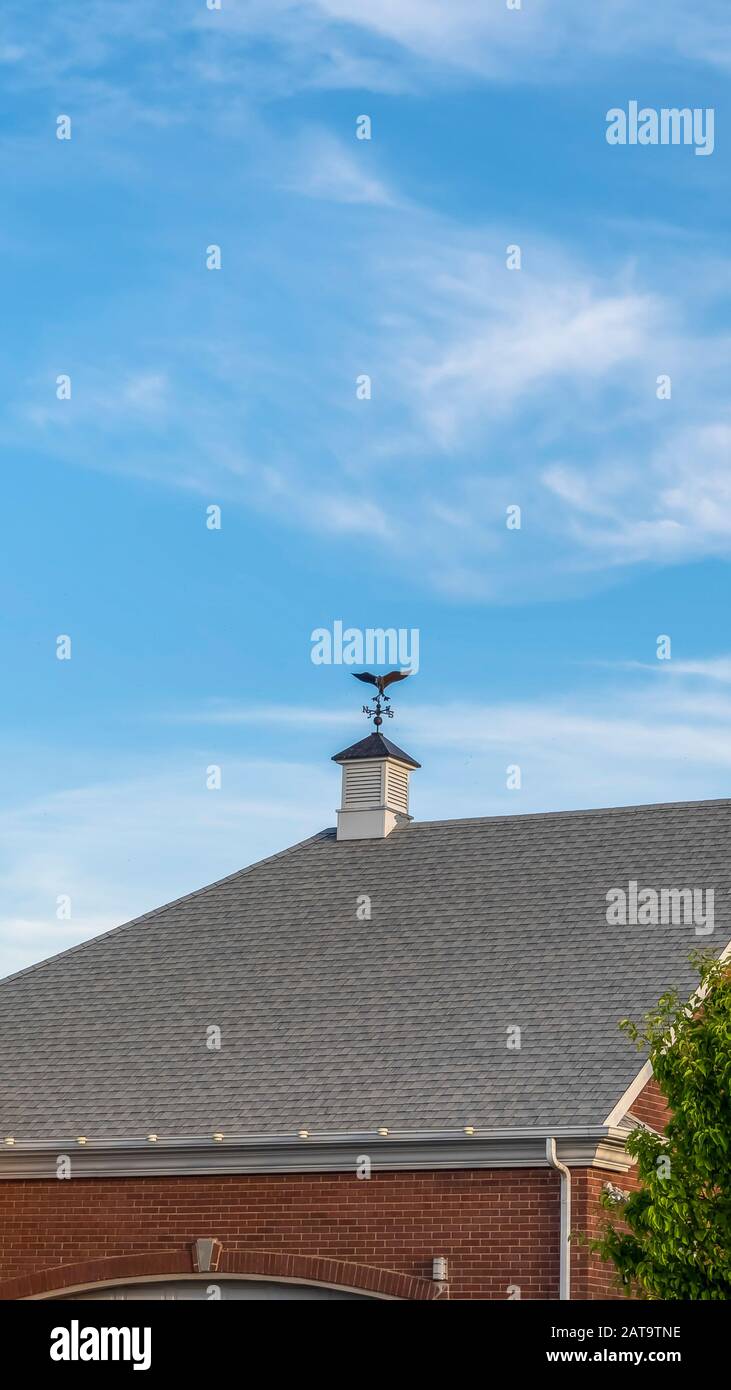 Vertical Exterior of building with cupola and compass on the gray ...