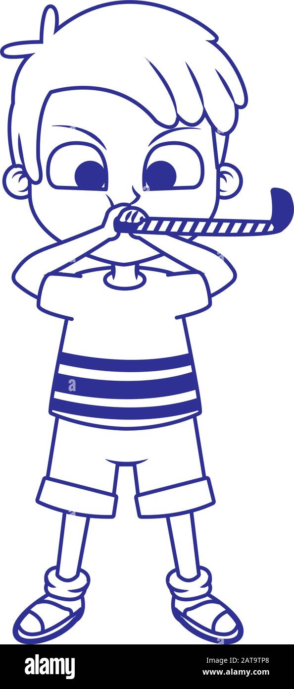 cartoon boy blowing a horn blower, flat design Stock Vector Image & Art ...