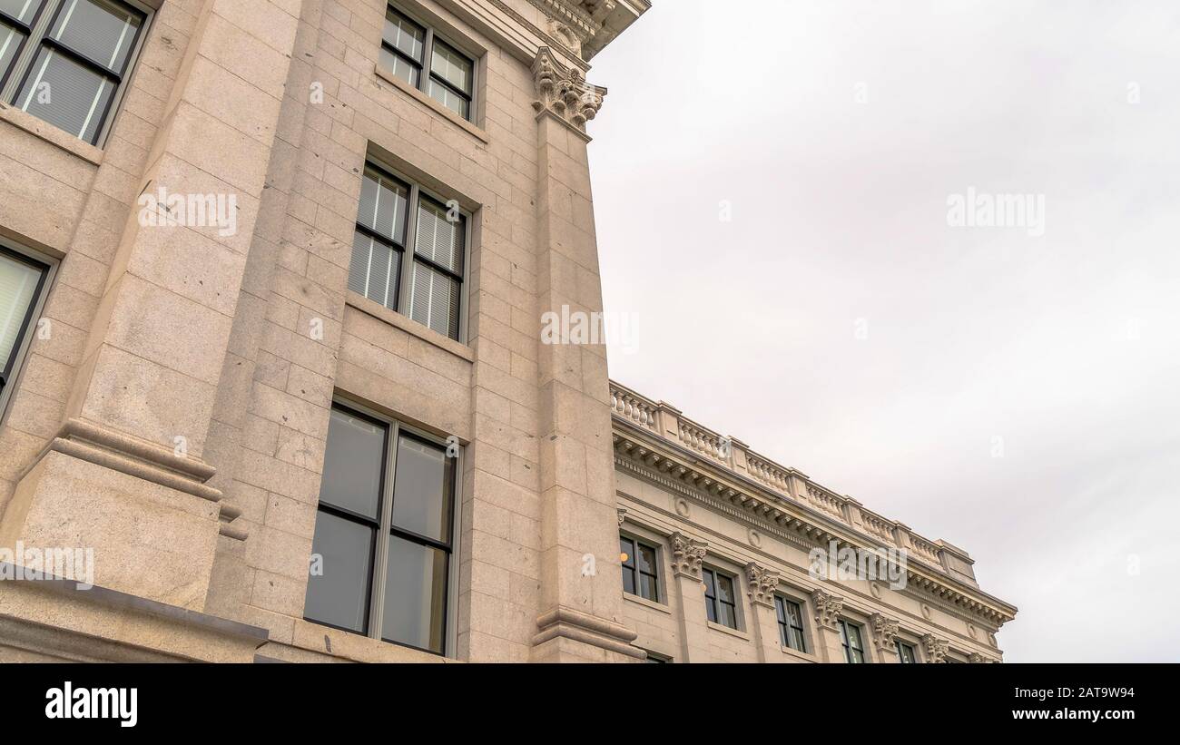 Panorama Utah State Capitol Building with decorative mouldings viewed ...