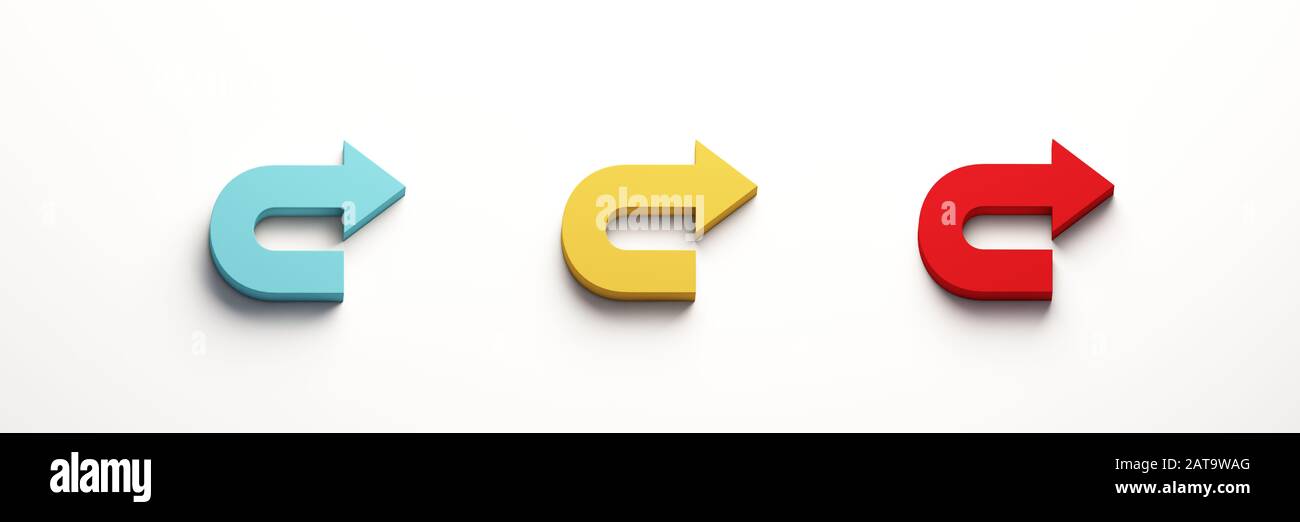 Turning arrow three colors. 3D icon rendering illustration Stock Photo ...
