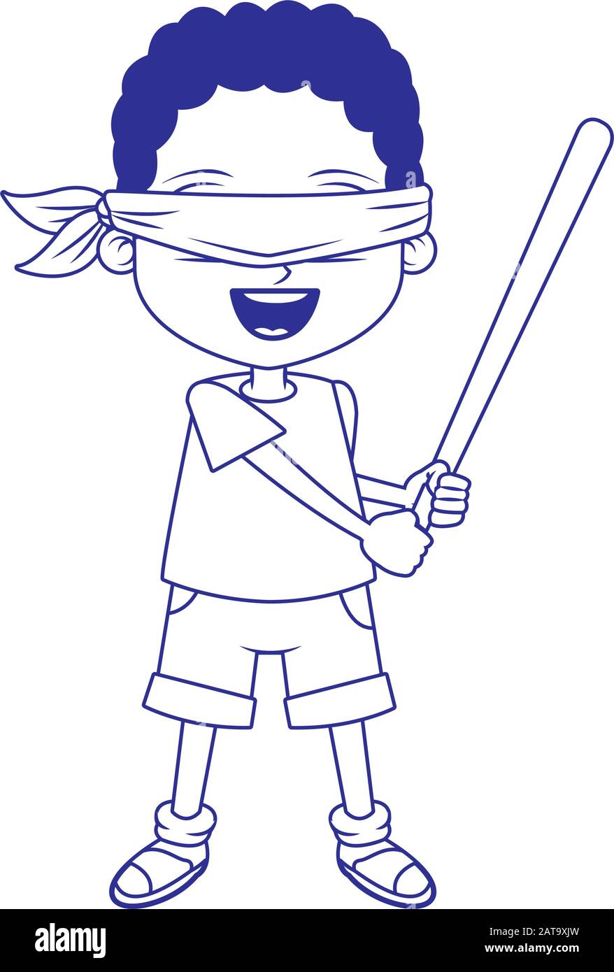 cartoon boy holding a bat icon, flat design Stock Vector Image & Art ...