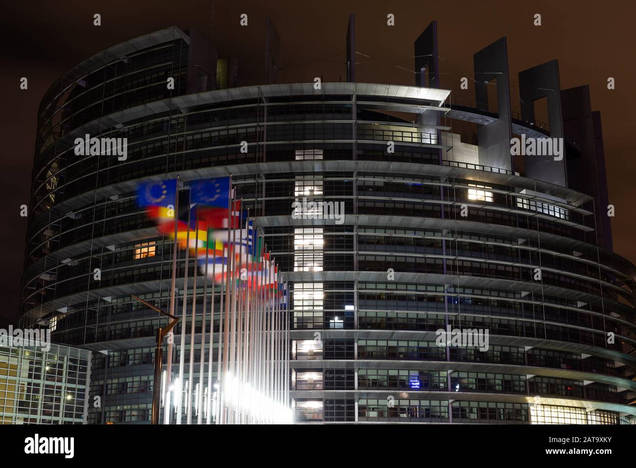 Strasbourg, France. 31 January 2020, France, Straßburg: The flags of ...