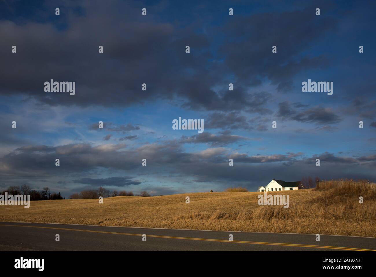 Small Home in Landscape of Rural Vermont during Golden Hour Stock Photo ...