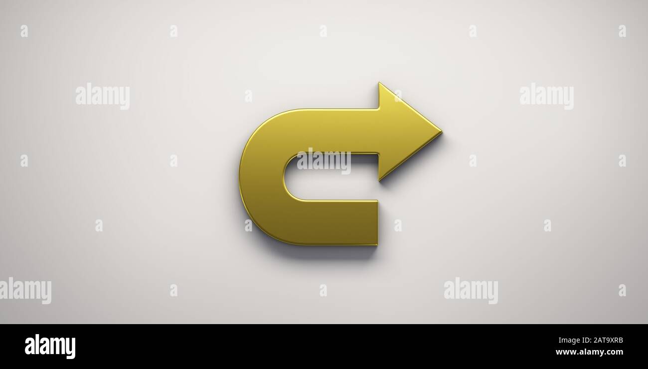 Turning arrow gold color. 3D icon rendering illustration Stock Photo ...